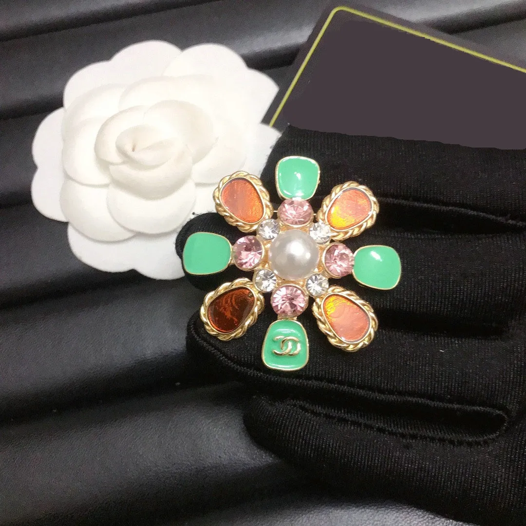 Designer Brooches Classic Letter Flower Pins With Crystal Accents ...