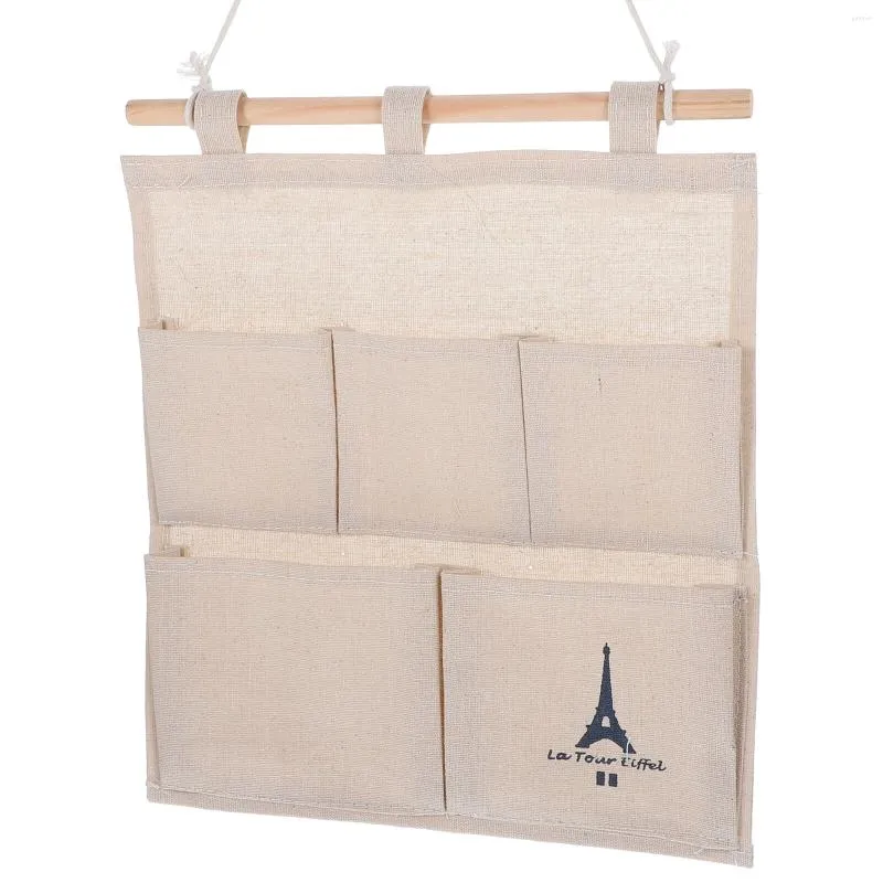 Hanging Cotton Fabric Wall-Mount Closet Storage Bag Organizer with 4 ...