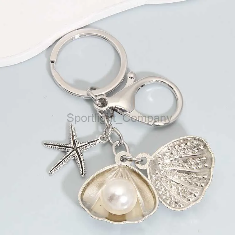 DHgate.com:Silver Starfish Shell Pearl Alloy Keychain for Handmade DIY ...