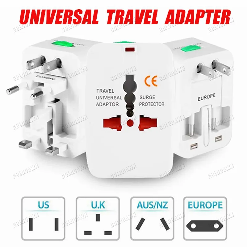 Worldwide Travel USB Adapter Universal AC Power Converter With All In One Plug And Accessories ...