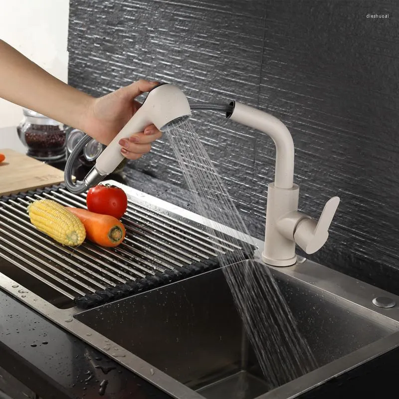 DHgate.com:Quartz Stone Pull-Out Kitchen Faucet, Single Handle Swivel ...