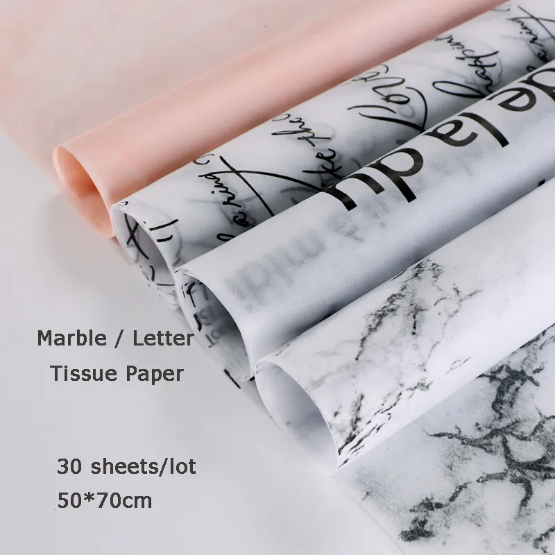 Wholesale Marble And Flower Reusable Tissue Paper 30 Sheets For Gift ...