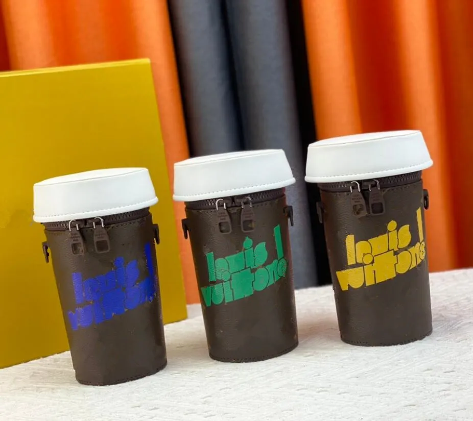 Luxury Designer Womens Coin Purses With Graffit Letter And Coffee Cup ...