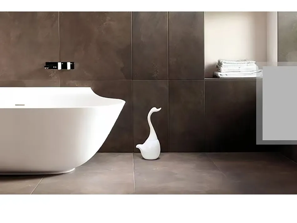 Toilet Brush Holder Set: AHAWILL Creative Swan Design, Plastic, Thick ...