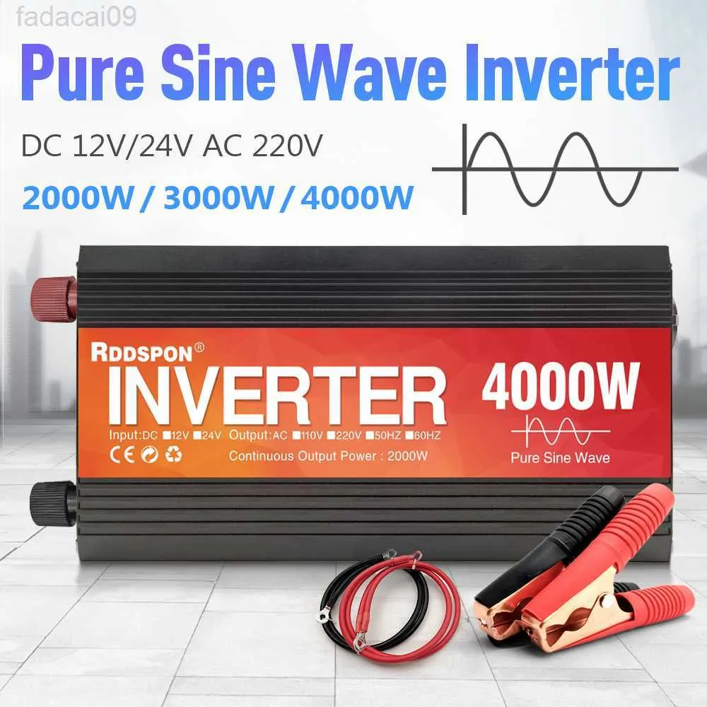 12V/24V to AC 220V Power Inverter: 4000W Peak, Pure Sine Wave Converter, Car Jump Starter ...