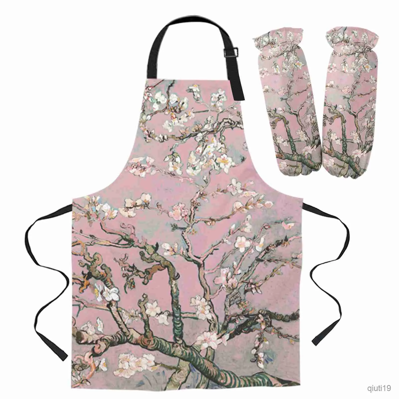 Almond Blossom Van Gogh Pink Floral Kitchen Apron Elegant Home Cooking ...