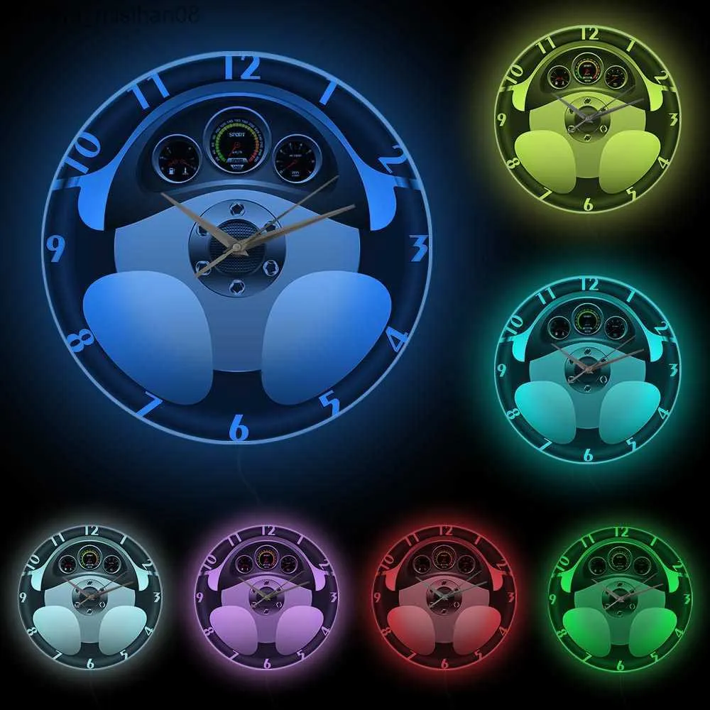 Car Steering Wheel Wall Clock, 30cm Acrylic, Abstract Design, Home ...