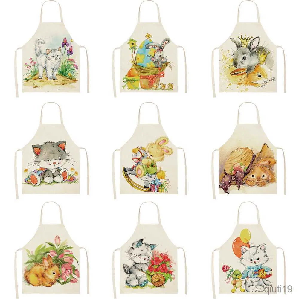 DHgate.com:Cat-Themed Cotton Linen Kitchen Aprons 3-Pack, 38x47cm ...
