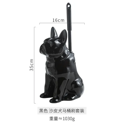 Ceramic Animal Dog Toilet Brush Holder With Long Handle For Efficient ...