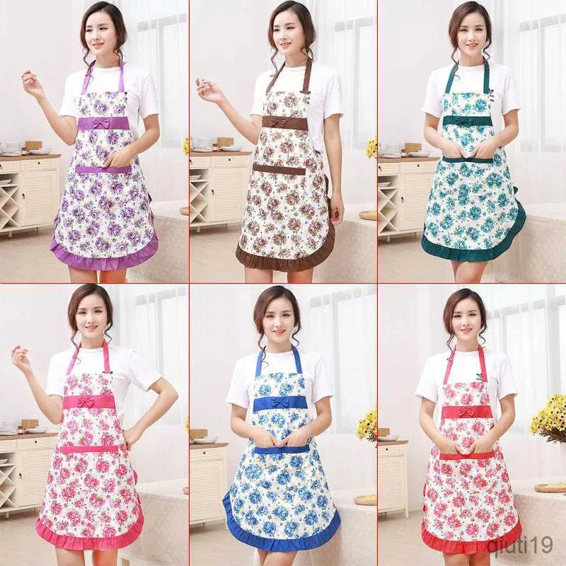 DHgate.com:Vintage Floral Waterproof Kitchen Apron Dress with Pockets ...