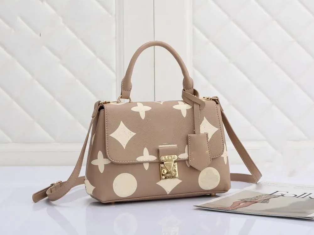 Luxury Designer Madeleine BB Beige Handbag With Monogram, Embossed ...