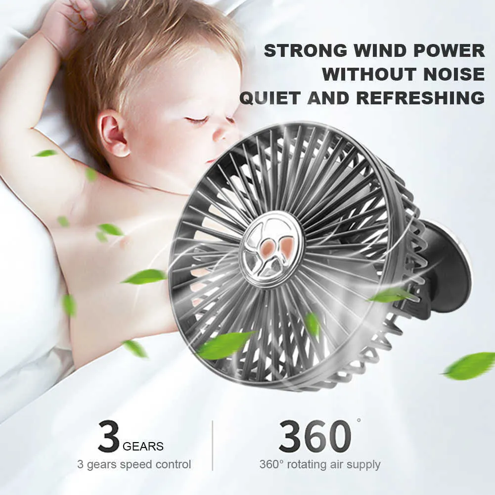 360° Rotating Mini Electric Car Fan Low Noise 12V/24V Auto Air ...