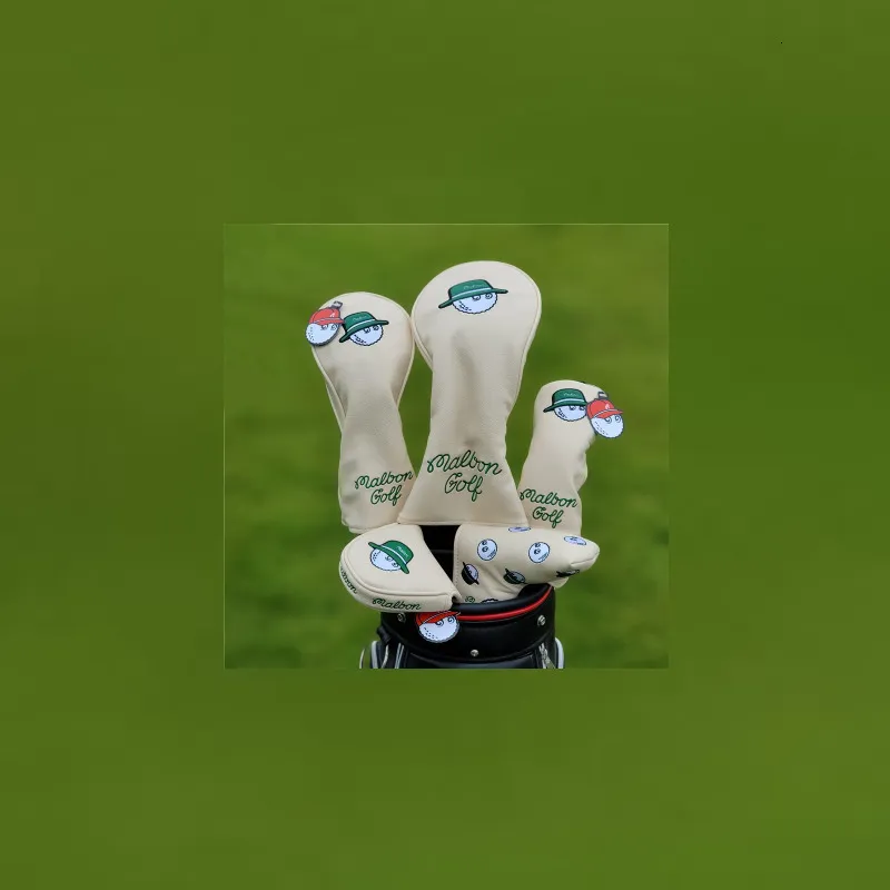 DHgate.com:Beige Golf Club Head Covers Set - PU Leather Driver, Wood ...
