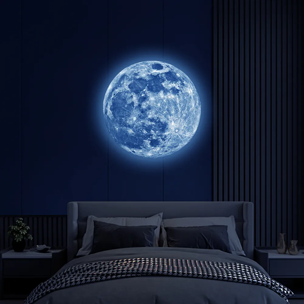 Aesthetic 3D Moon Wall Panel With Glow In The Dark Fluorescent PVC ...