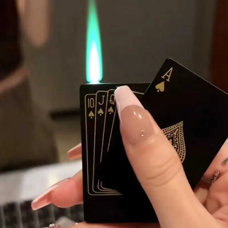 Creative Poker Design Lighter: Green Flame Butane Torch, Rechargeable ...