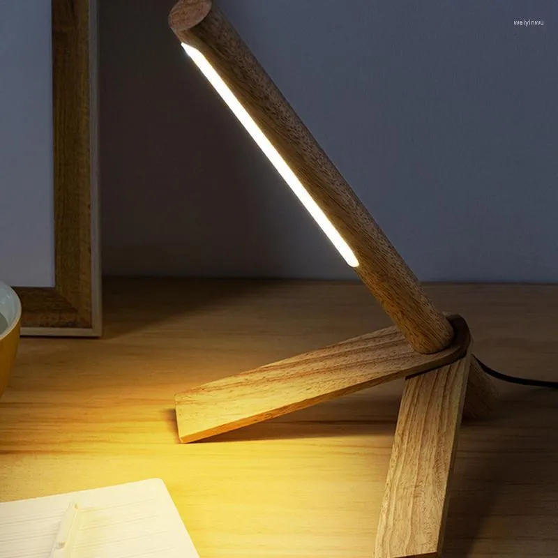 Nordic Wooden LED Desk Lamps Home Office With Stepless Dimmable Touch ...
