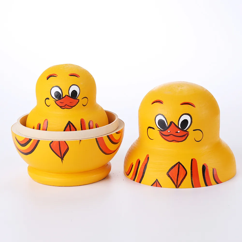 Handmade Handpainted Yellow Duck Matryoshka Wooden Russian Nesting ...