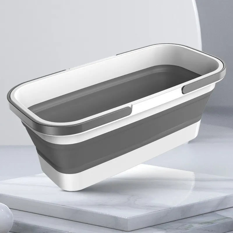 Bathroom Sinks Folding Mop Bucket Silicone Portable Cleaning Bucket ...