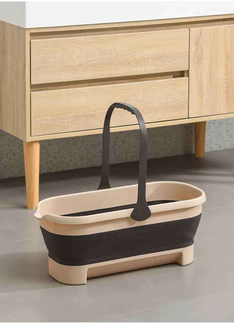 Bathroom Sinks Folding Mop Bucket Silicone Portable Cleaning Bucket ...