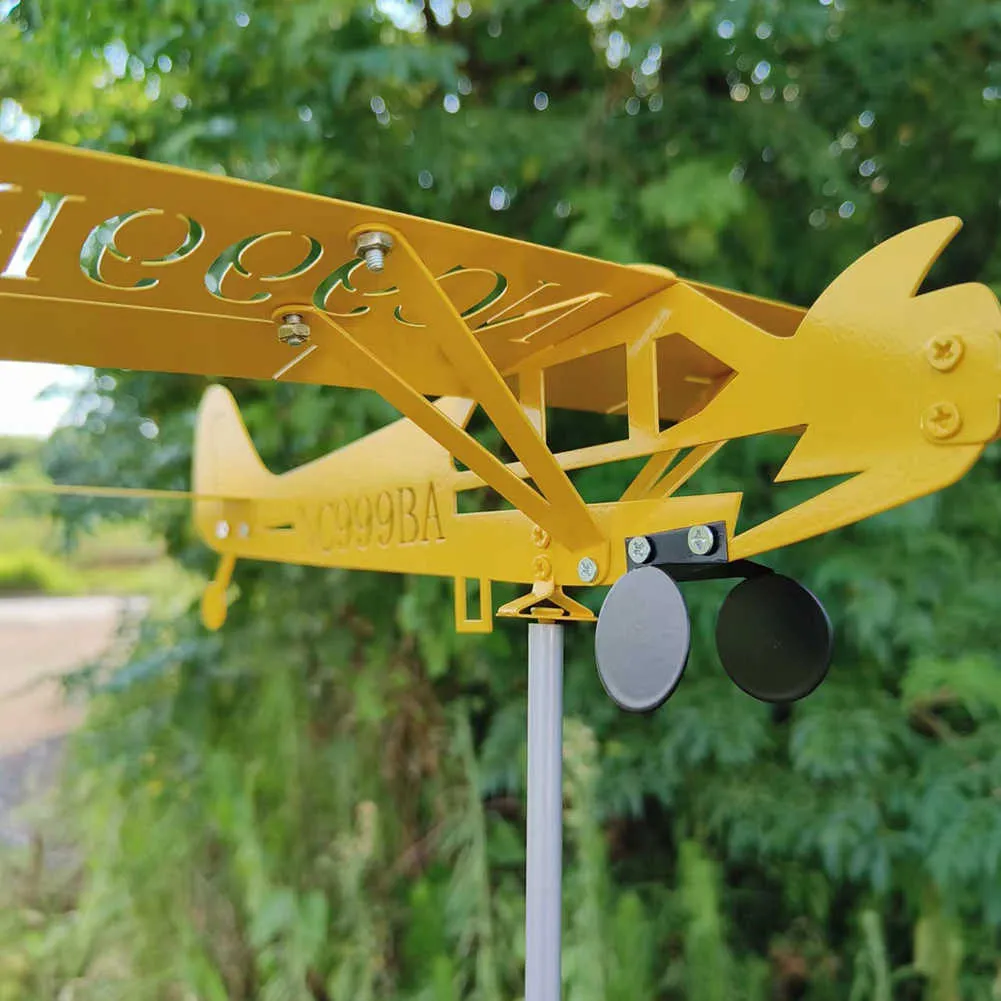 3D Airplane Wind Spinner Plane Metal Airplane Weather Vane Outdoor Roof ...