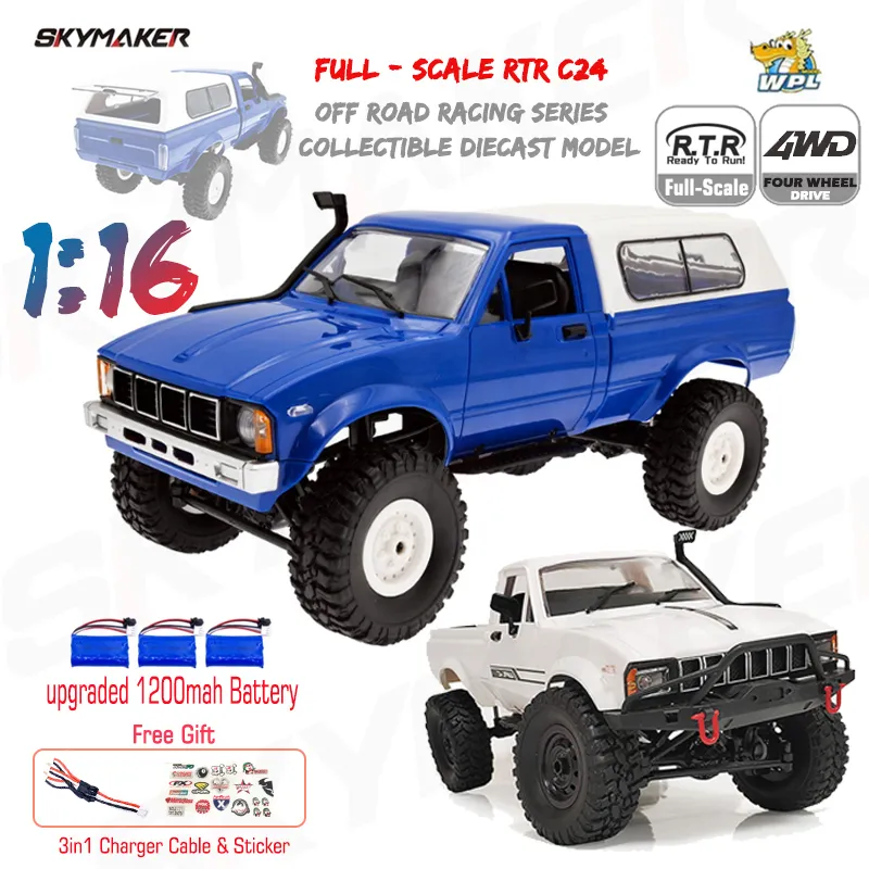 WPL C24 Diecast Model 1:16 Scale Rc Rock Crawler 4x4 With LED Light On ...