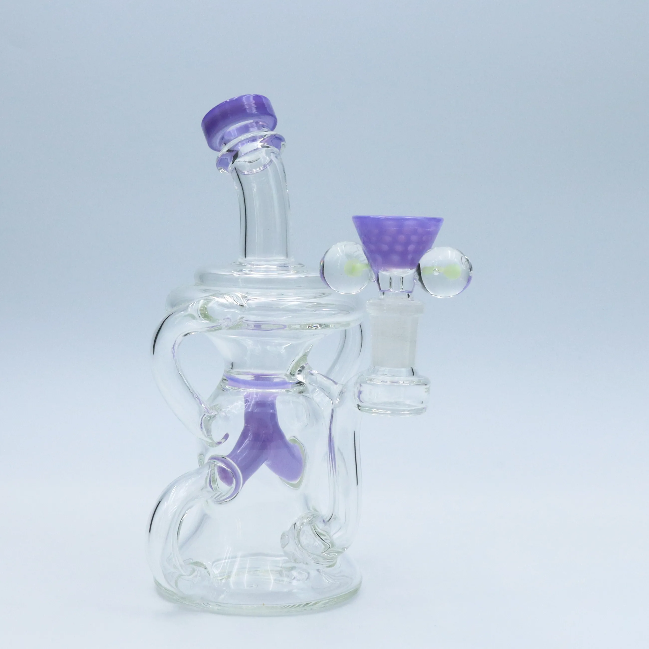 7 Inch Purple Glass Bong Recycler Water Pipe with Quartz Banger for ...