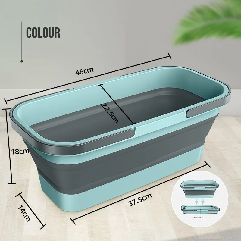 Bathroom Sinks Folding Mop Bucket Silicone Portable Cleaning Bucket ...