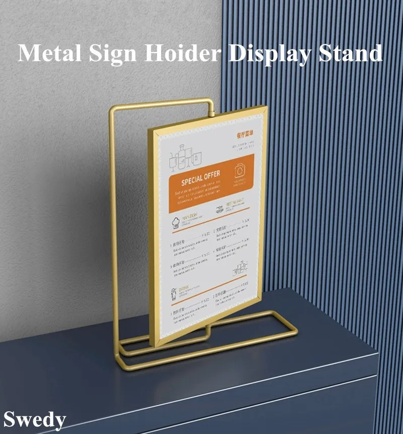 Double Sided Rotating Tabletop Sign Holder - T-Shape Menu Display Stand ...