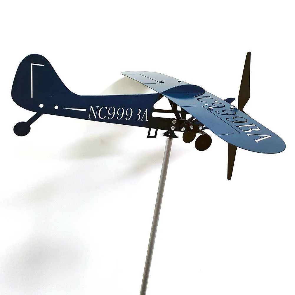 3D Airplane Wind Spinner Plane Metal Airplane Weather Vane Outdoor Roof ...