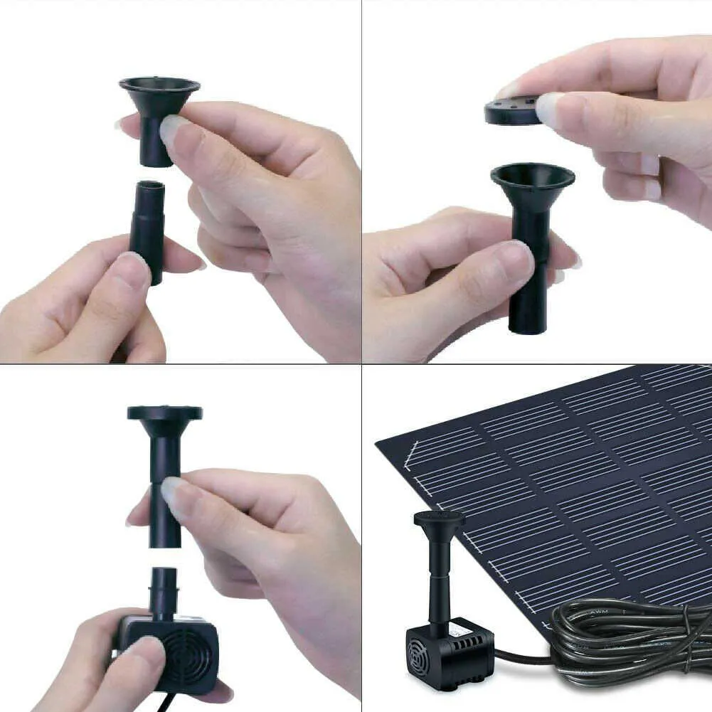 L230620 Solar Panel Water Fountain Pump For Pool Pond 3 Spray Heads ...