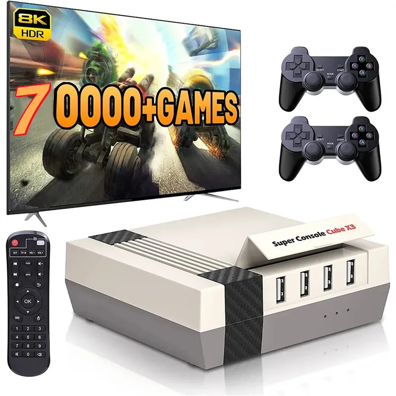 Super Console Cube X3 Retro Game Console 70000+Games Support PSP/PS1/DC ...