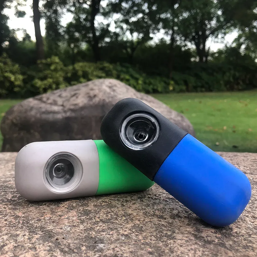 Smoke Shop Capsule Style FDA Silicone Smoking Pipe 112MM Glass Bowl ...