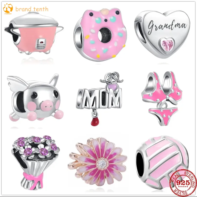 DHgate.com:Pandora Charm Beads for Bracelets, 925 Sterling Silver Pink ...