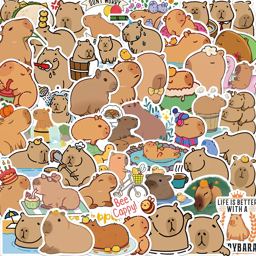 Cute Capybara Aesthetic Vinyl Waterproof Stickers For Kids, Graffiti ...