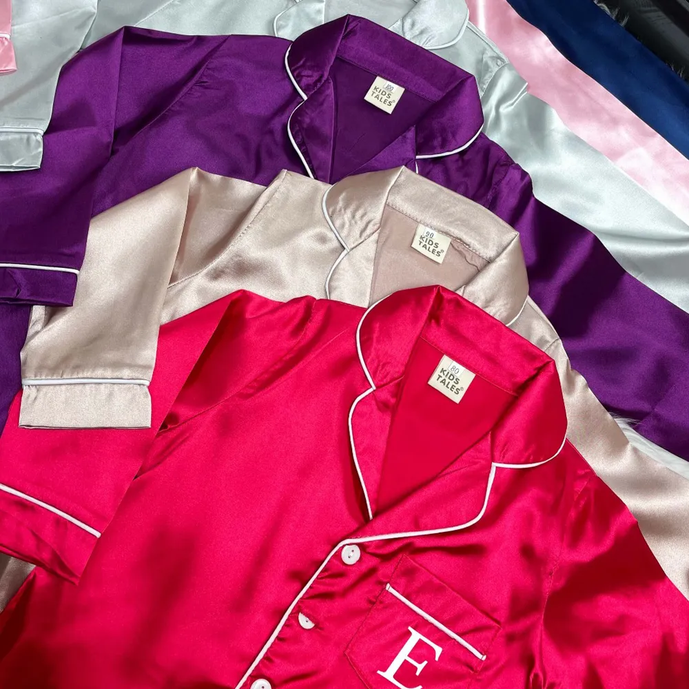 Red Satin Silk Pajamas Set For Kids Children's Loungewear PJs From ...