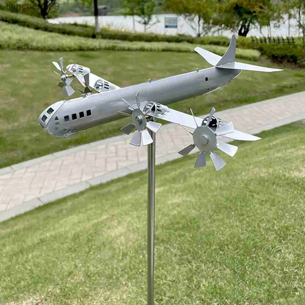 Airplane Decor Windmill Spinner: Metal Plane Weather Vane For Outdoor ...