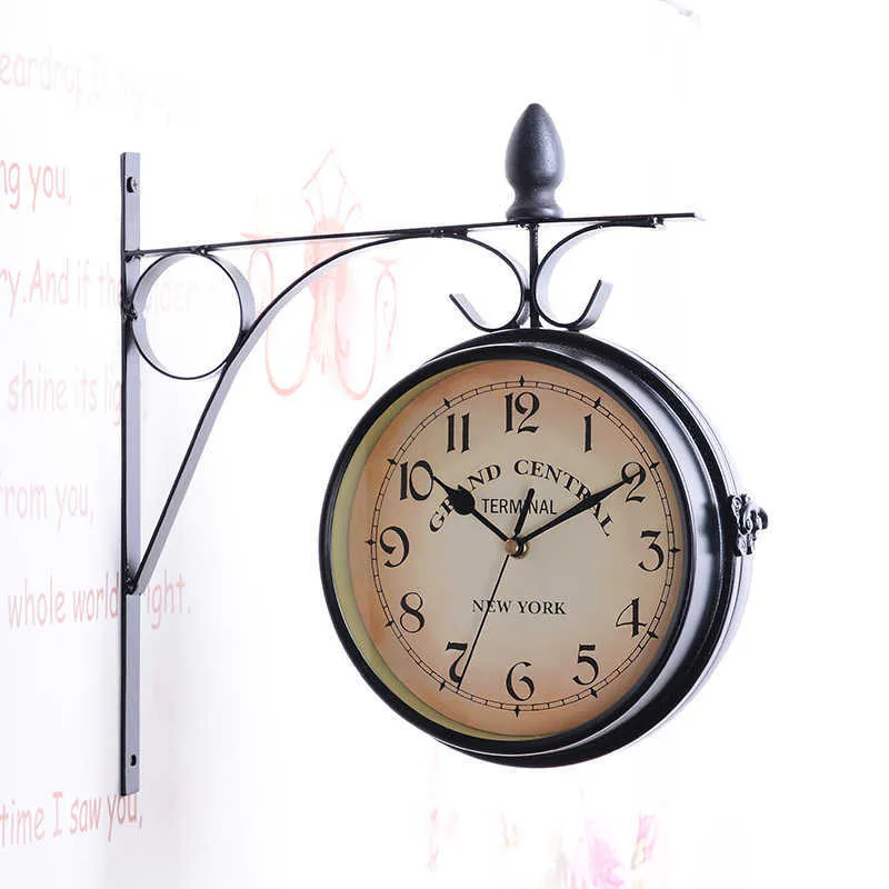 Vintage Wall Clocks Cast Iron Double Sided Retro Station Clock With ...