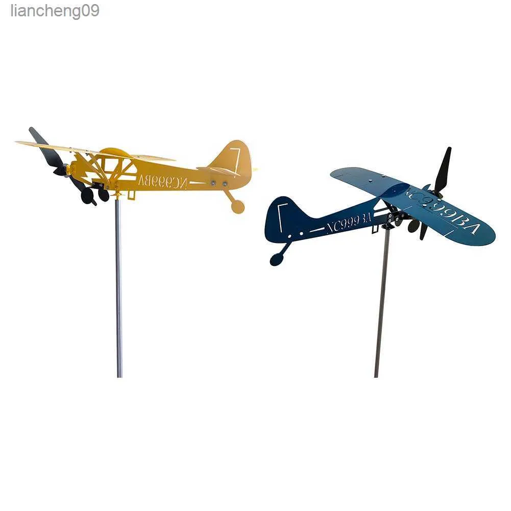 3D Airplane Wind Spinner Plane Metal Airplane Weather Vane Outdoor Roof ...