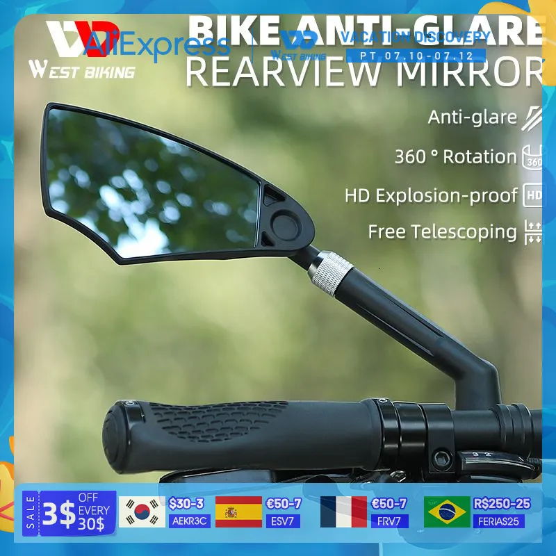 Wide Angle Bike Mirror - 360° Adjustable, Telescopic Rearview for MTB ...