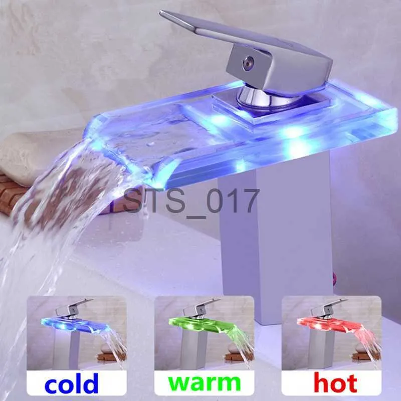 2018 Top Fashion Waterfall Faucet Kitchen With LED Light, Polished ...