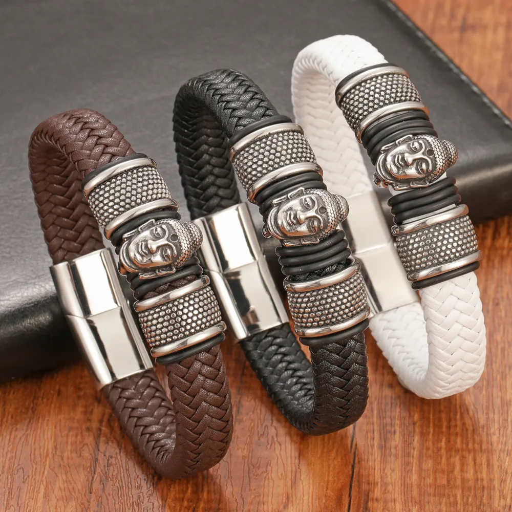 Chain Avatar Of Vishnu Shakyamuni Buddha Genuine Leather Bracelet For ...