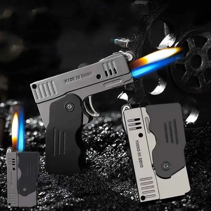 Gun Lighters Torch: Two Flame Deformation Pistol Lighter Unique Scorch ...