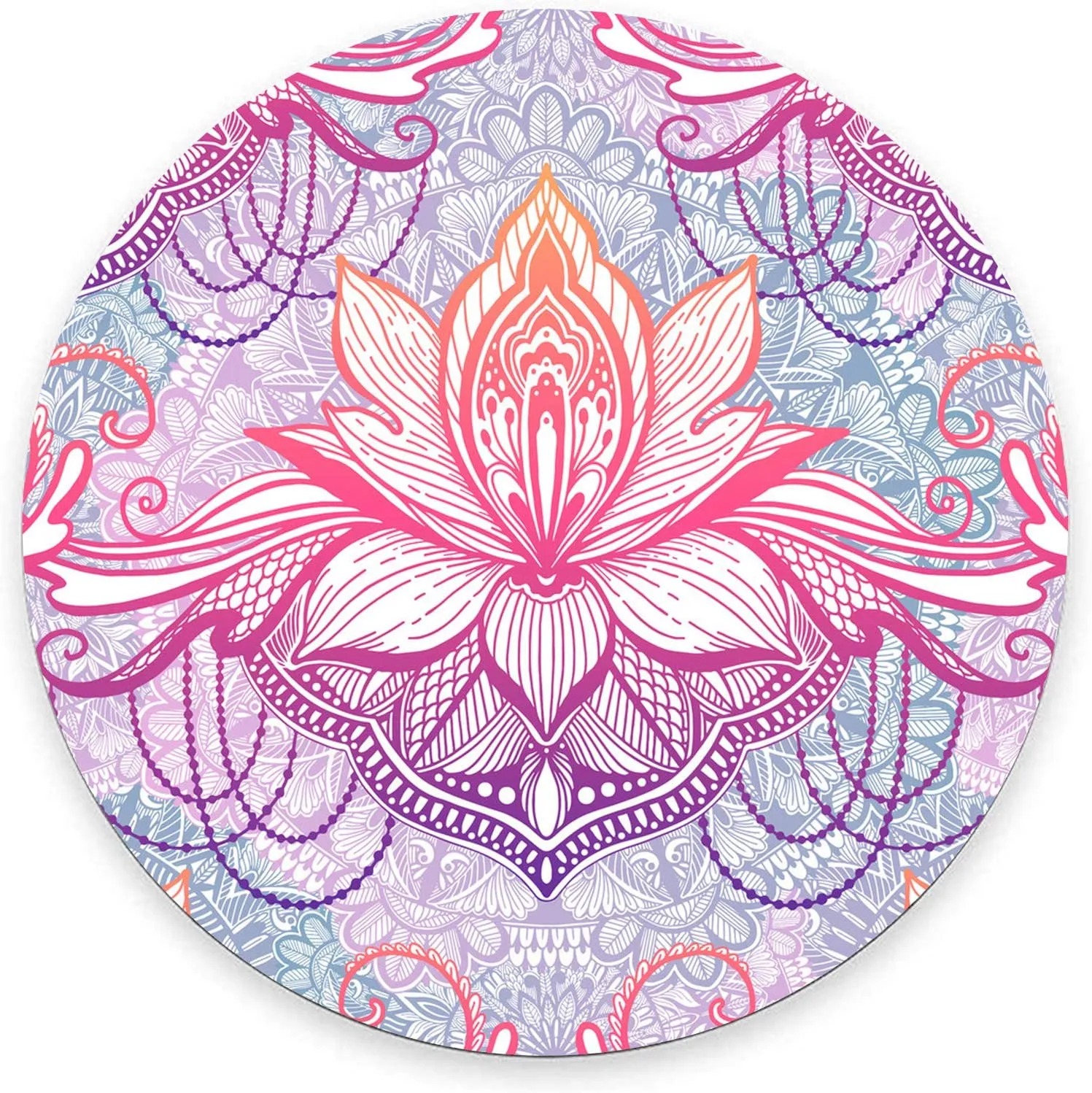 Floral Mandala Mouse Pad - Pretty Lotus Flower Design, Round Gaming ...