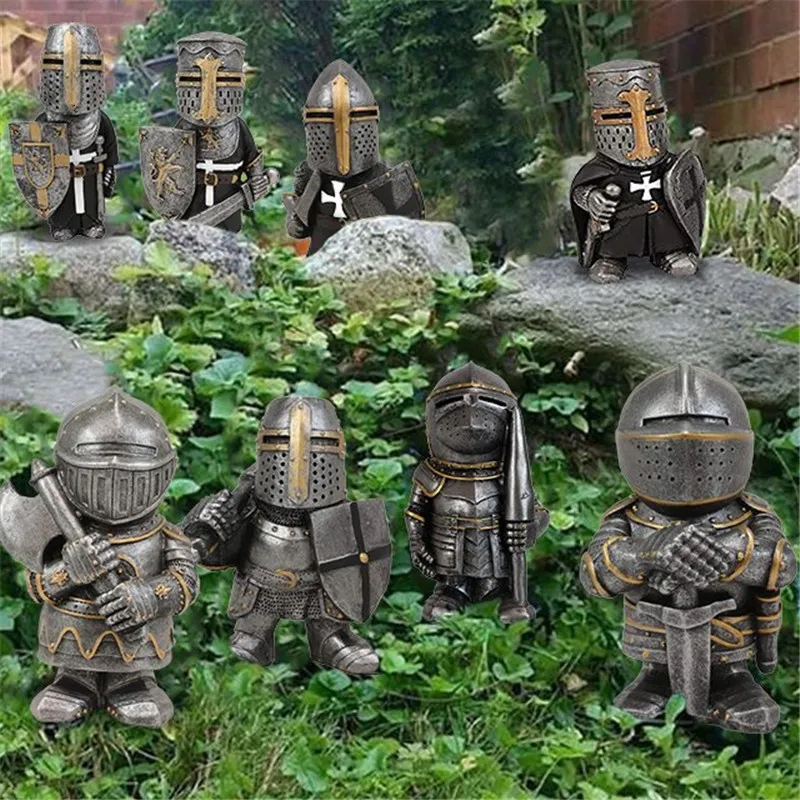 Decorative Miniature Knight Statue Dwarf Protection Armor Sculpture For ...