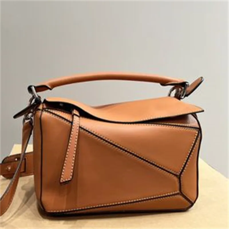 Geometric Leather Handbag - Designer Patchwork Shoulder Bag, Mini ...