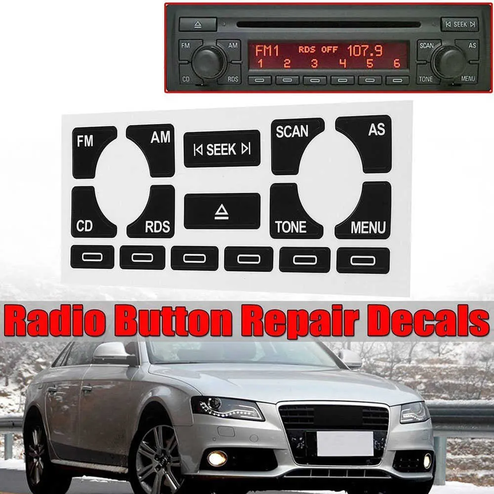 New Car Radio Stereo Worn Peeling Button Repair Decal Sticker Car ...