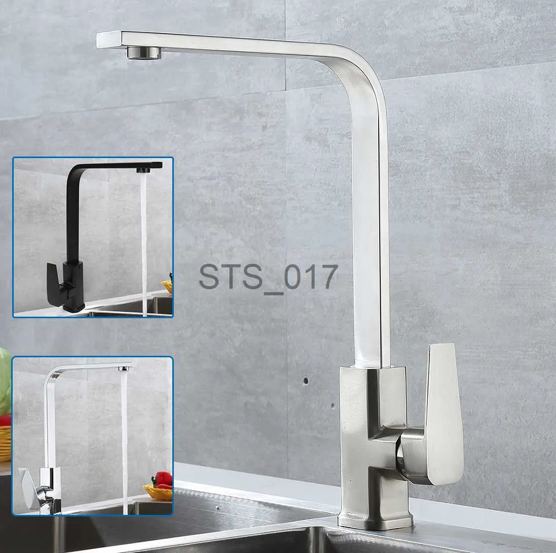 DHgate.com:Square Kitchen Faucet - 360° Rotation, Chrome/Matte Black ...
