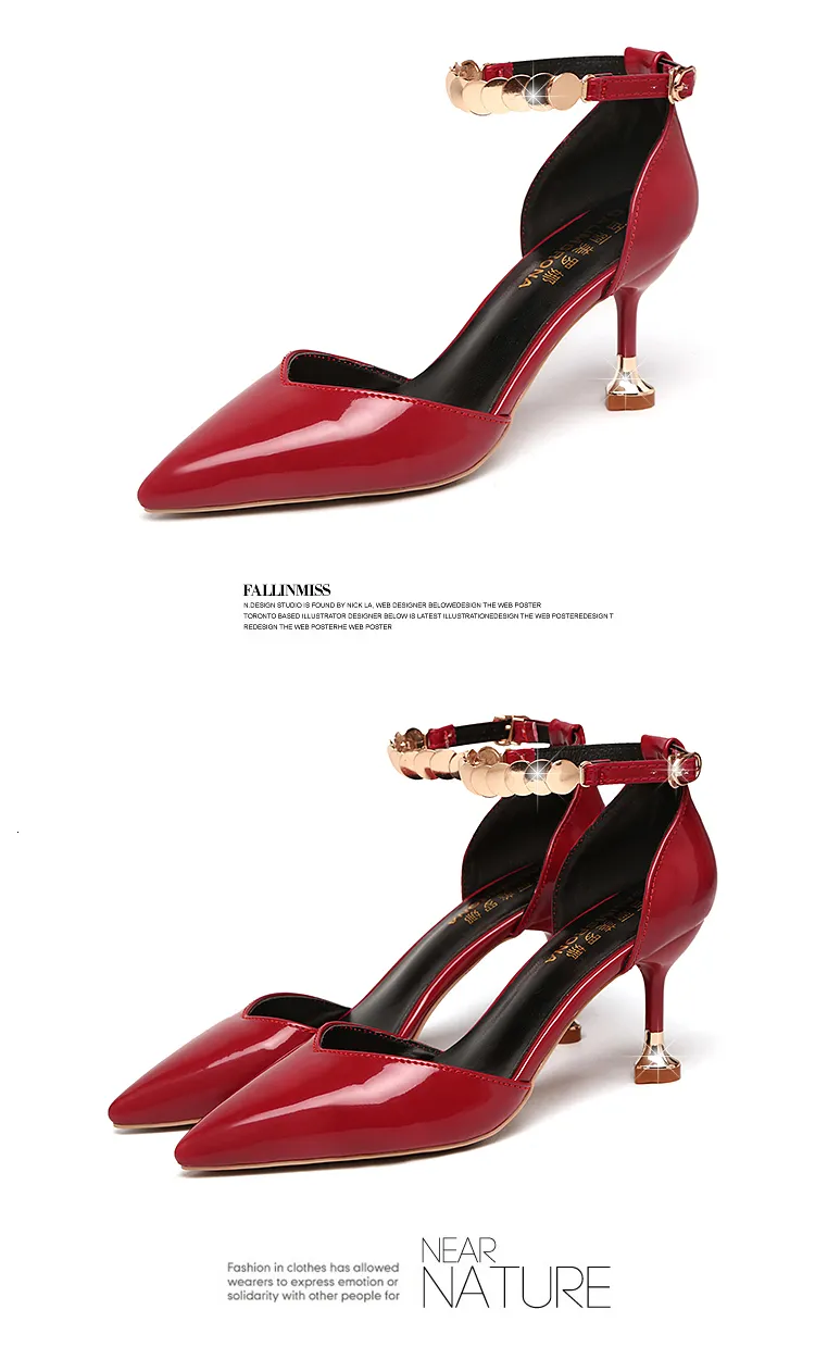 Dress Shoes Women Fashion Sweet Pointed Toe Buckle Strap Stiletto Heels ...