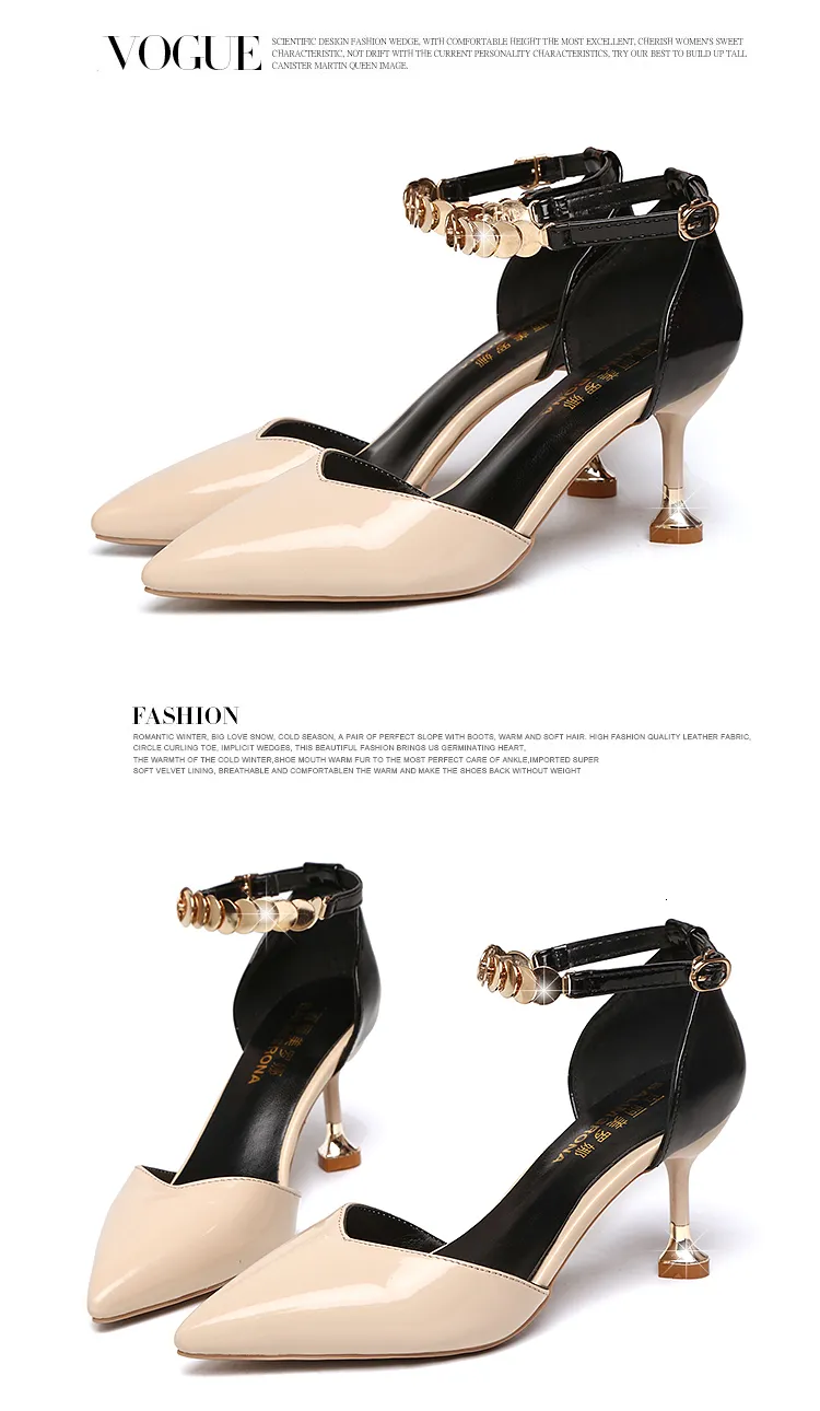 Dress Shoes Women Fashion Sweet Pointed Toe Buckle Strap Stiletto Heels ...