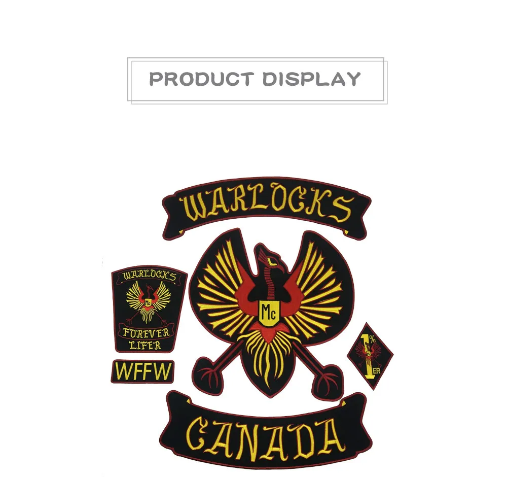 WARLOCKS Motorcycle Patches 1% Biker Embroidered Iron On Vest & Jacket ...